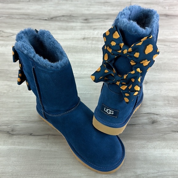 UGG | Shoes | Ugg Ugg Bailey Bow Retro Spots Oceanblue Boots | Poshmark